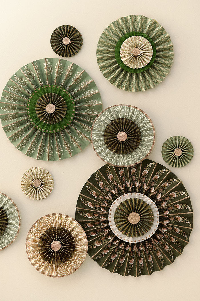 Paper Rosettes Naya Ø8cm Moss S/3pcs – Bungalow International